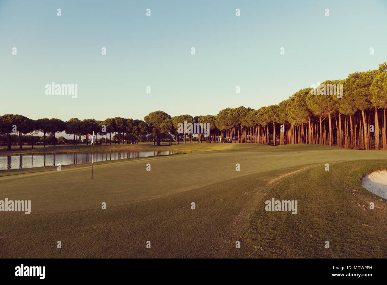 golf course landscape at beautiful sunset Stock Photo - Alamy
