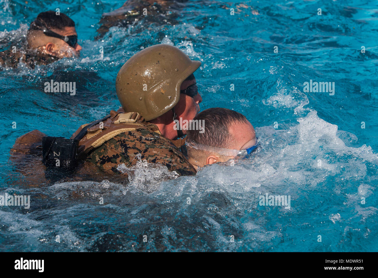 A U.S. Marine attending a Marine Corps Instructor Course of Water ...