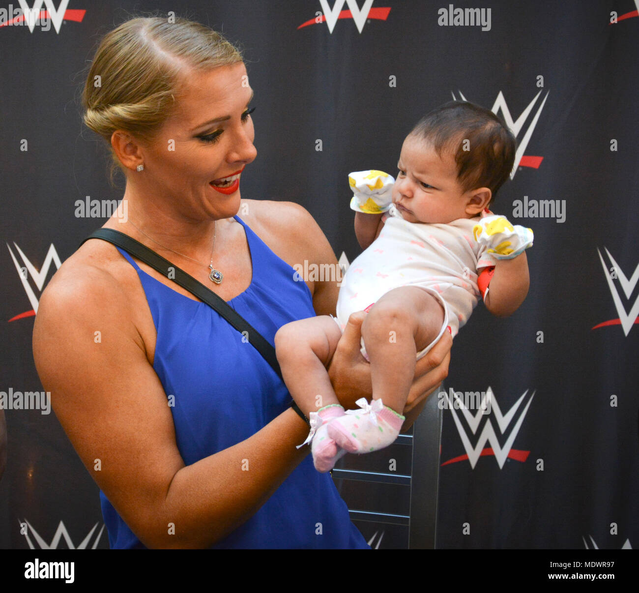 20171205-N-ZO368-031 CORONADO, Calif. (Dec. 5, 2017) WWE Divas Lacey Evans poses for a photo at ...