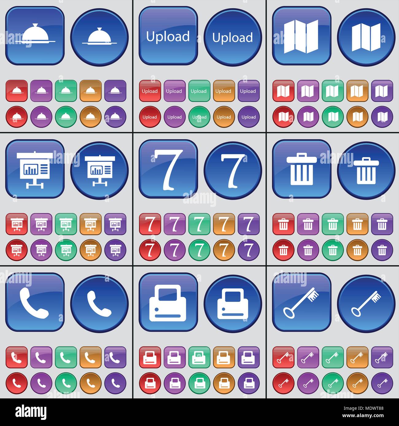 Tray, Upload, Map, Diagram, Seven, Trash can, Receiver, Key. A large ...