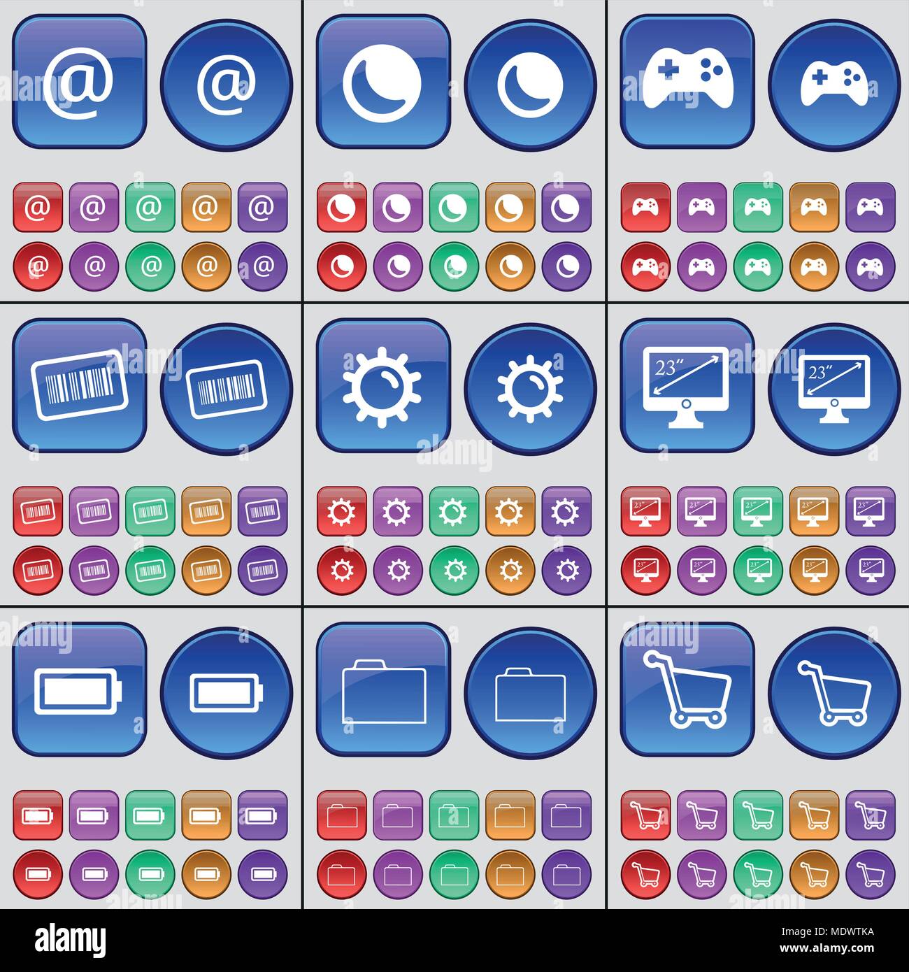 Mail, Moon, Gamepad, Barcode, Gear, Monitor, Battery, Folder, Shopping ...