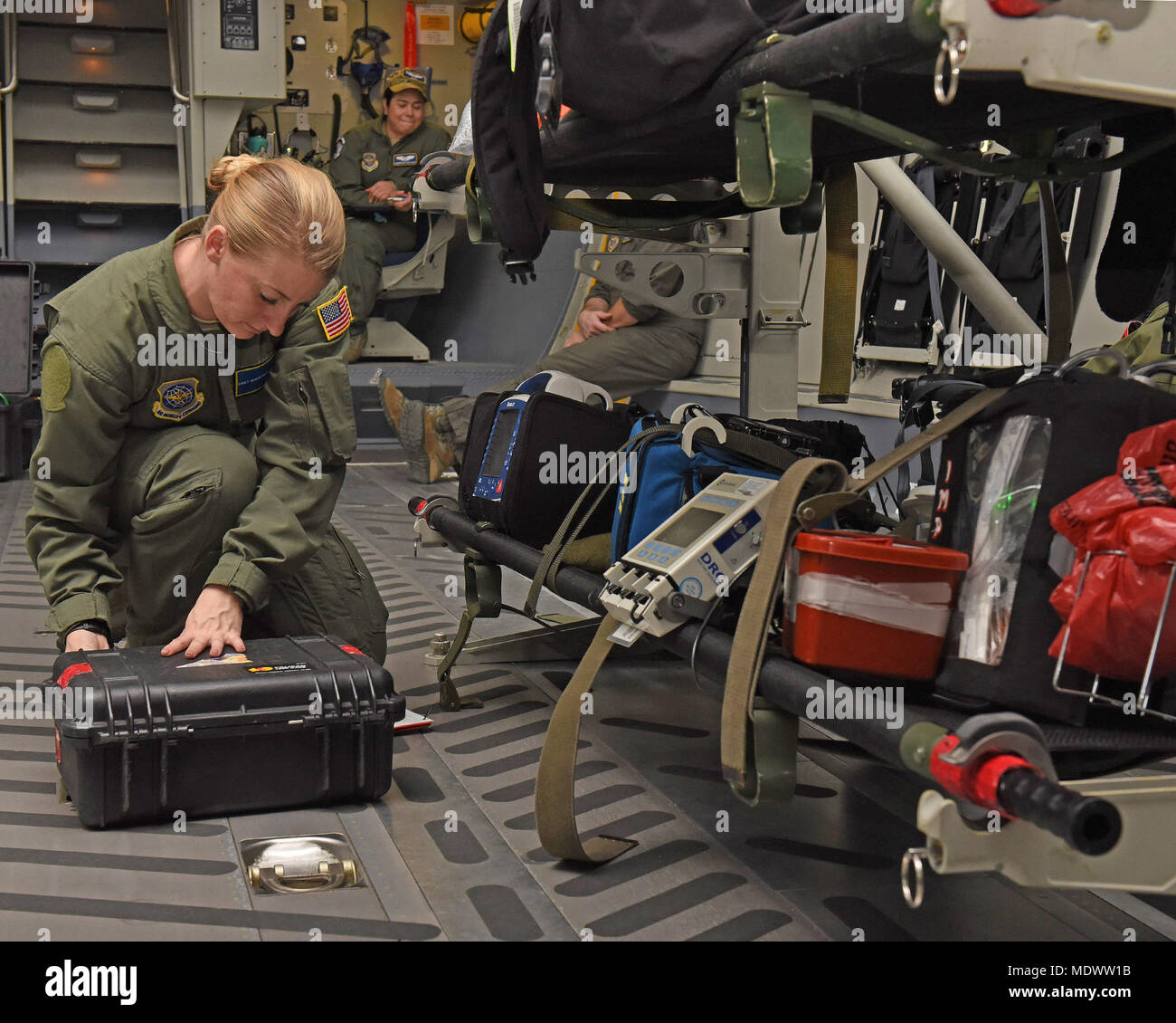 U.S. Air Force Staff Sgt. Sherenda Fausnaugh, an aeromedical evacuation ...