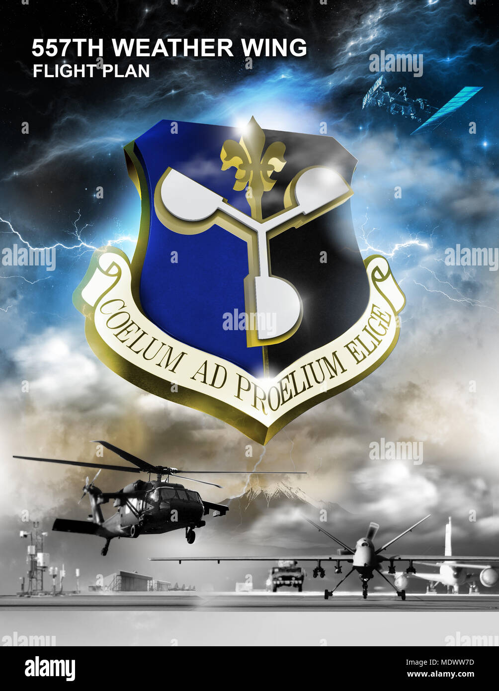 A graphic design for the cover of the 557th Weather Wing Flight Plan ...