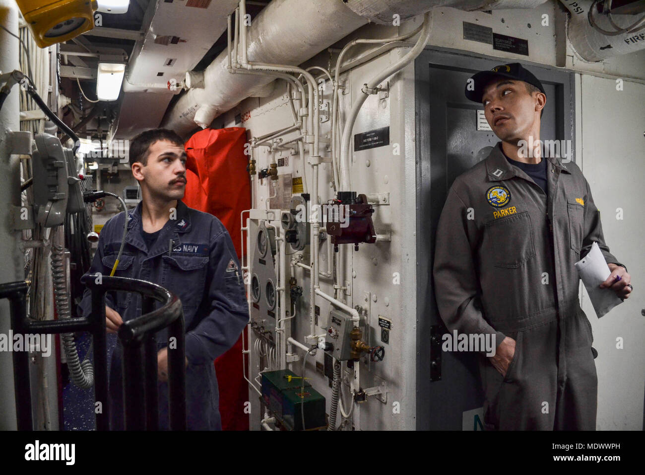 171206-N-IR859-027 ATLANTIC OCEAN (Dec. 6, 2017) Damage Controlman 3rd ...