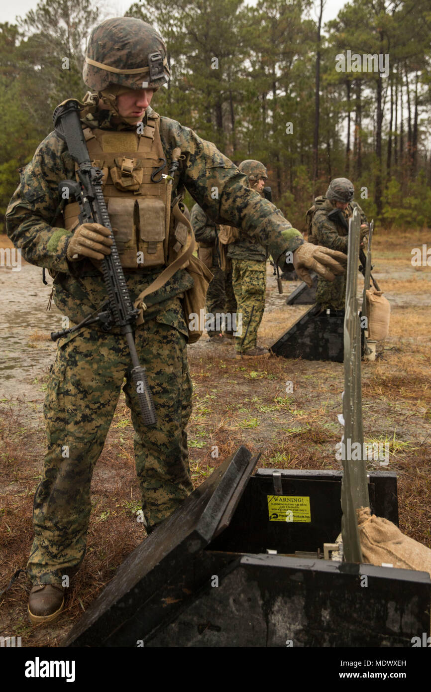 A U.S. Marine with 3rd Battalion 8th Marine Regiment checks his shots ...