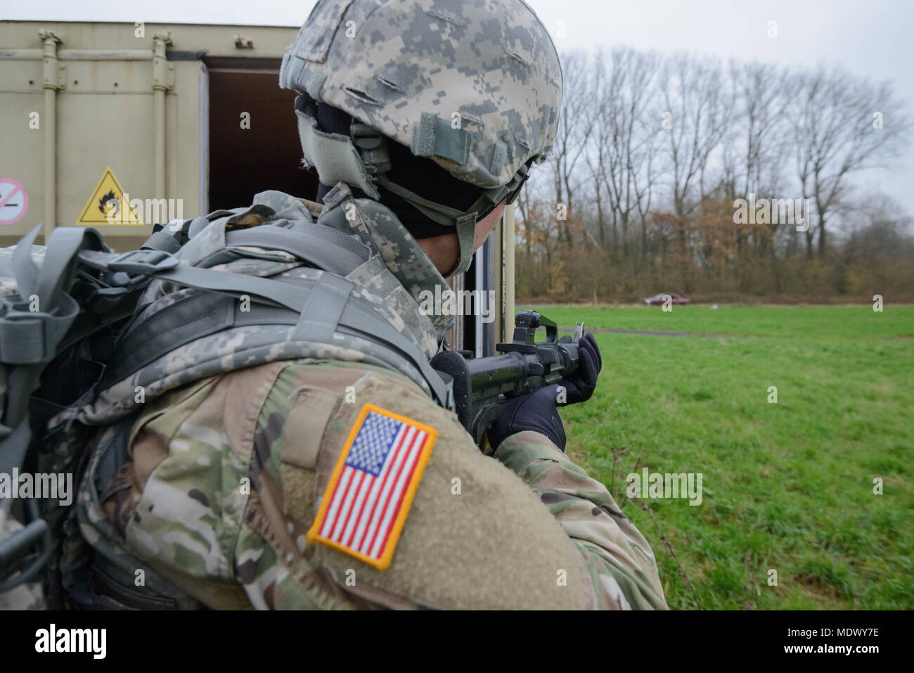 U.S. Army Pvt. Avery Harris, assigned to the Headquarters and ...