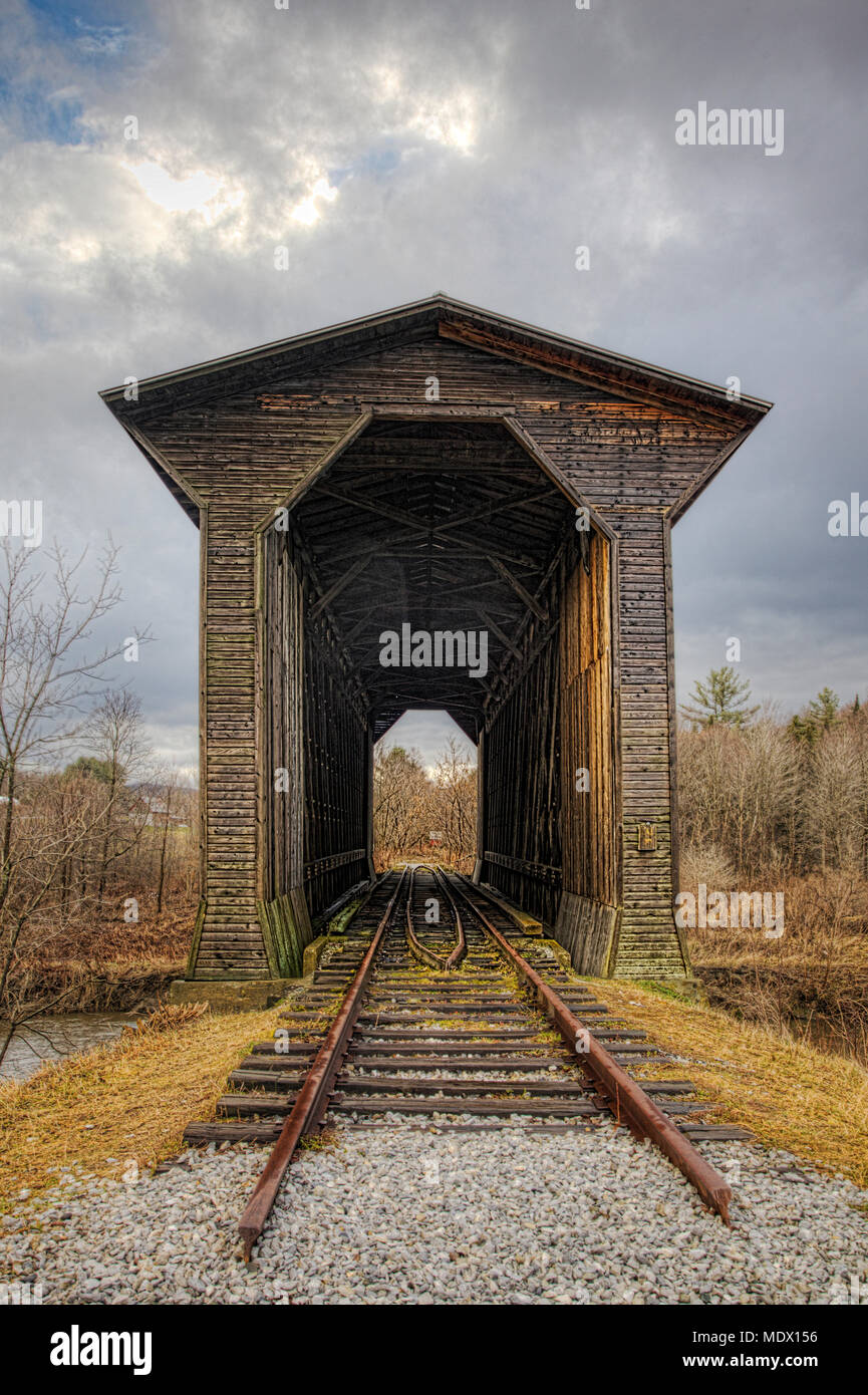 The Beautiful Fisher Railroad Covered Bridge in Vermont Stock Photo - Alamy