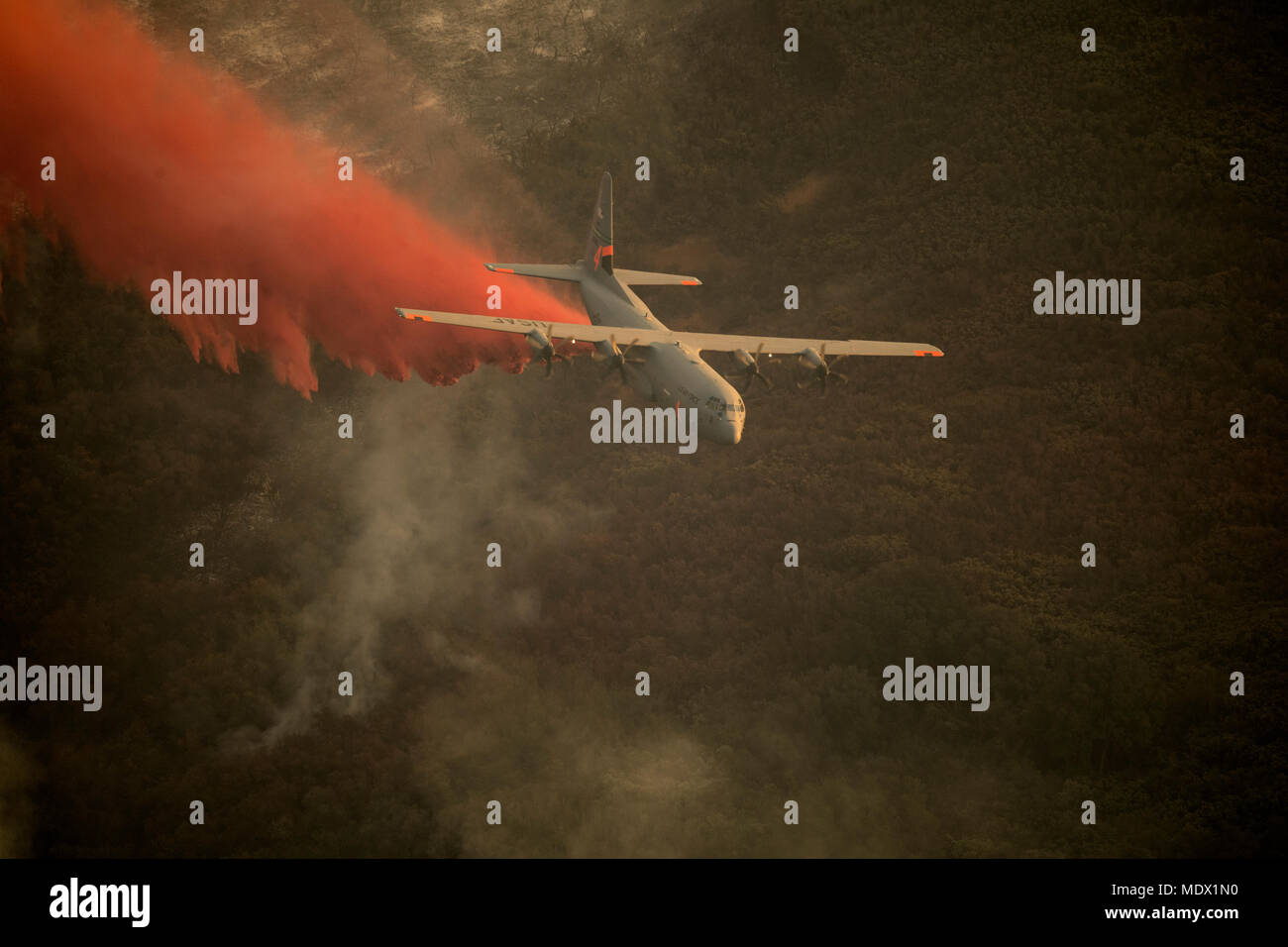 A U.S. Air National Guard C-130J equipped with the MAFFS 2 (Modular ...