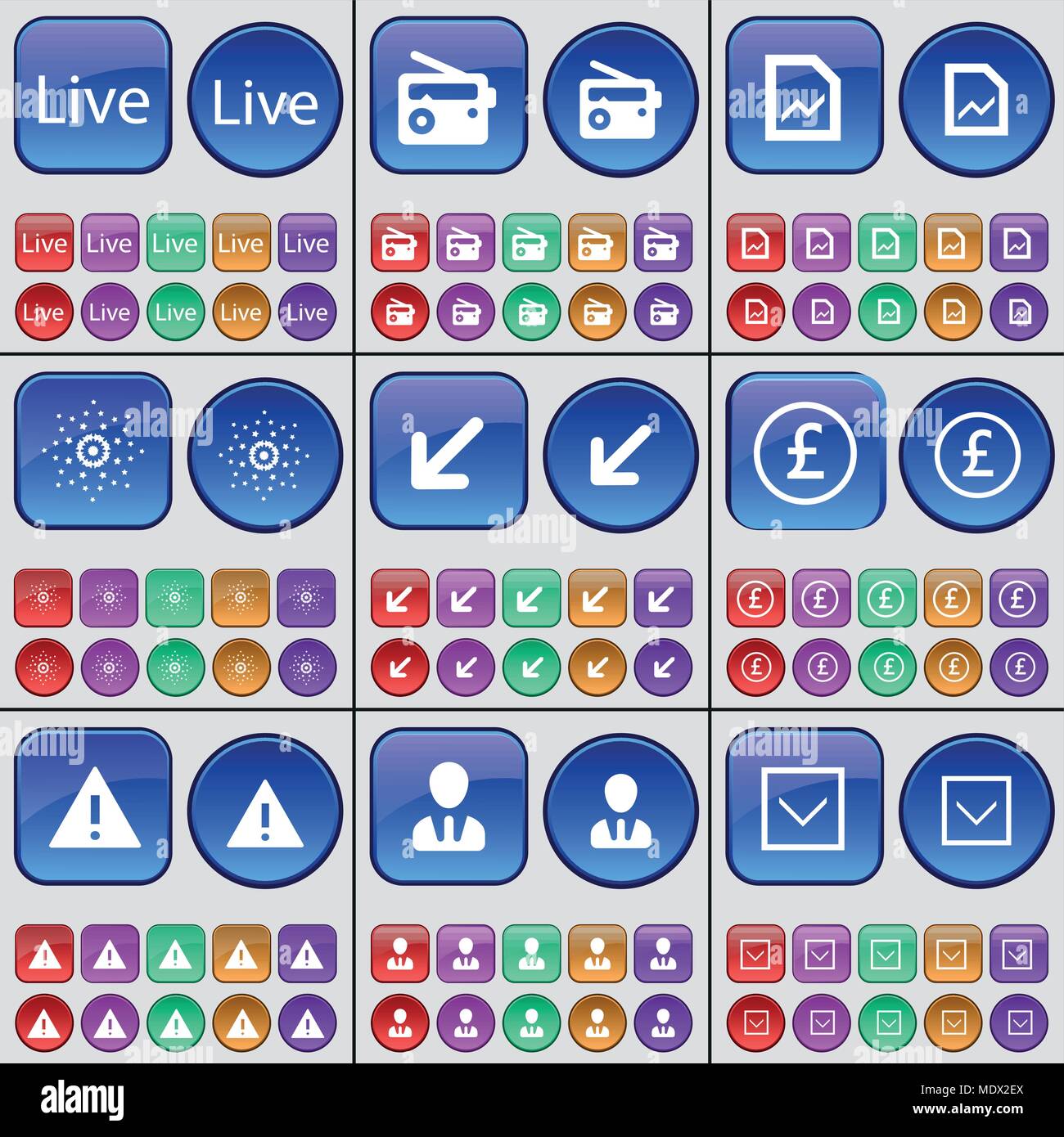 Live, Radio, Graph, Star, Deploying screen, Pounds, Warning, Avatar ...