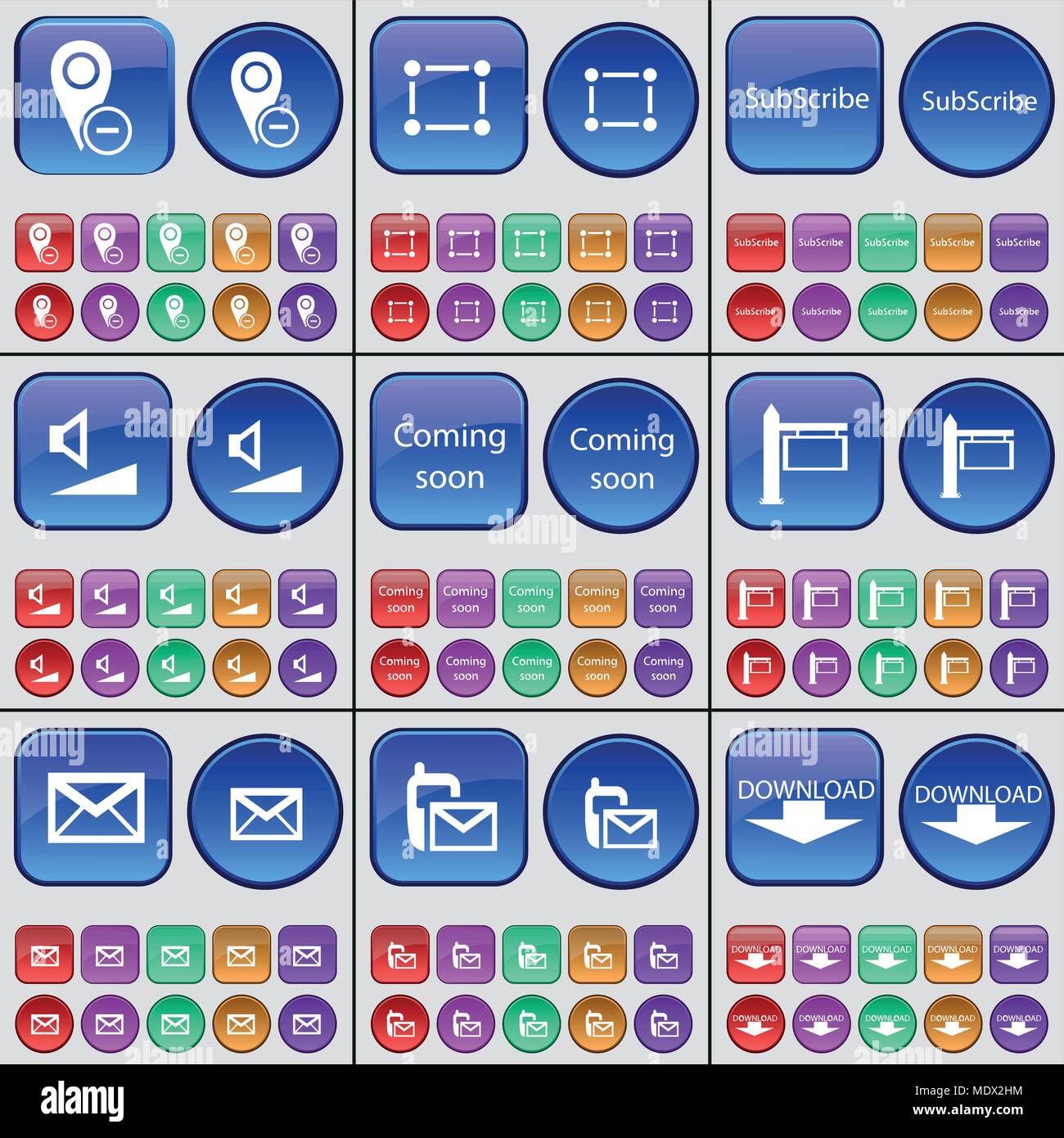 Checkpoint, Frame, Subscribe, Volume, Coming soon, Signpost, Message, SMS, Download. A large set ...