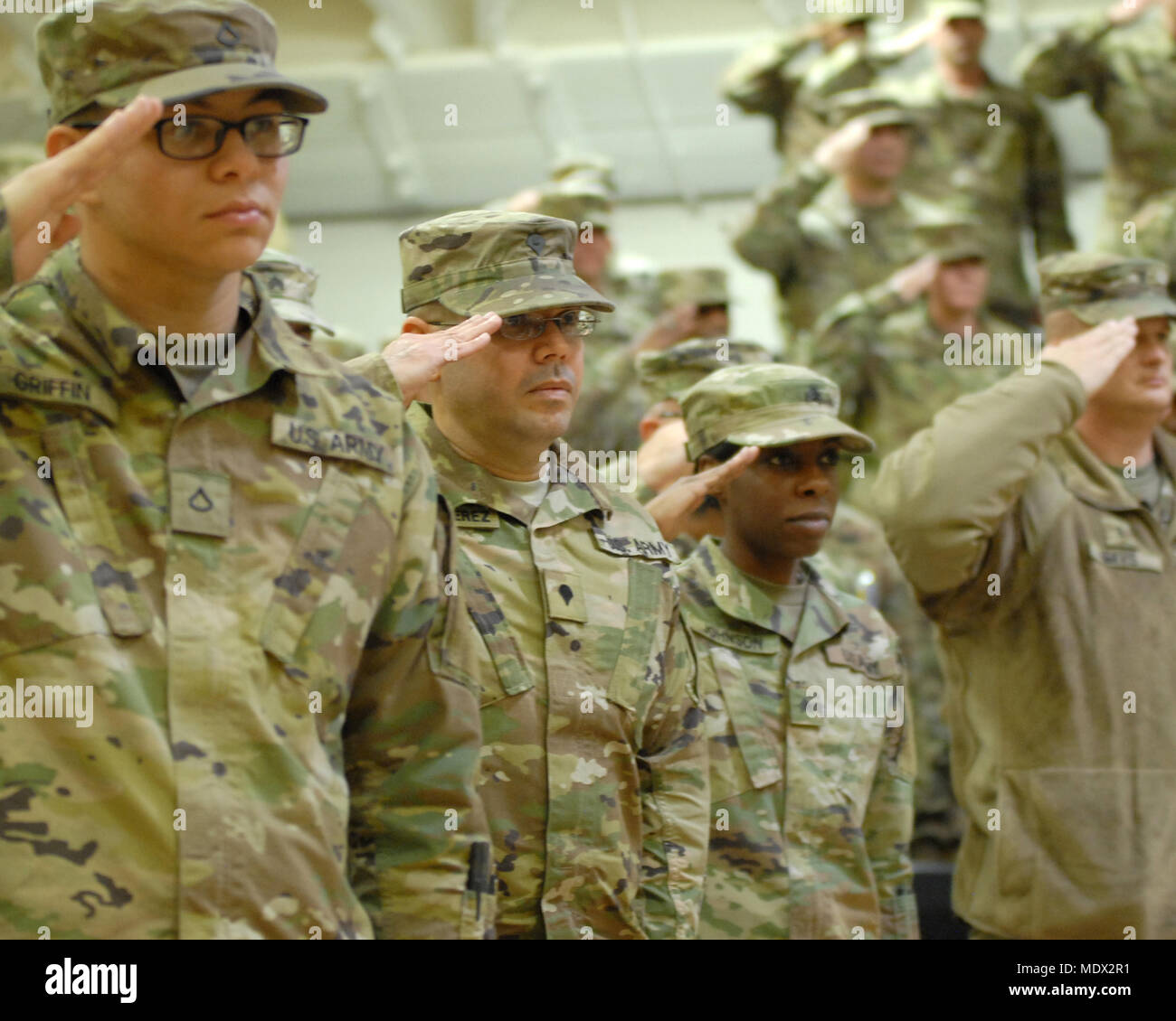 FORT KNOX, Ky - 1st Theater Sustainment Command Soldiers salute during ...