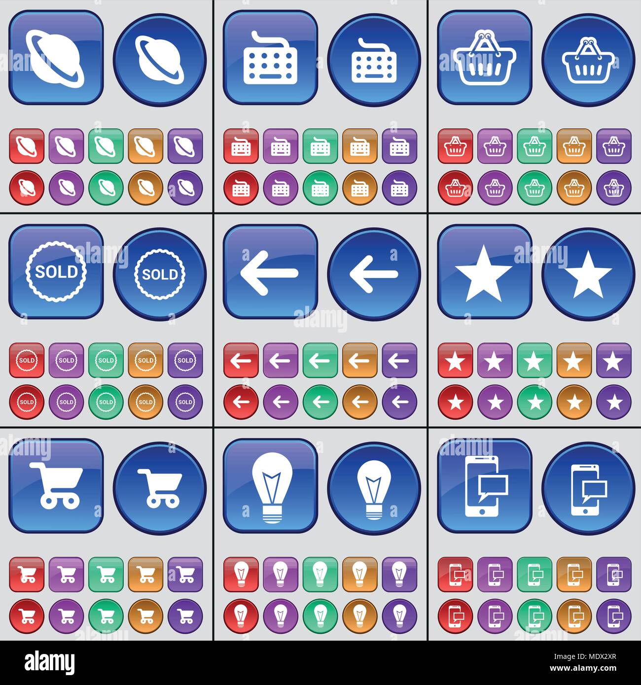 Planet, Keyboard, Basket, Sold, Arrow left, Star, Shooter, Light bulb ...
