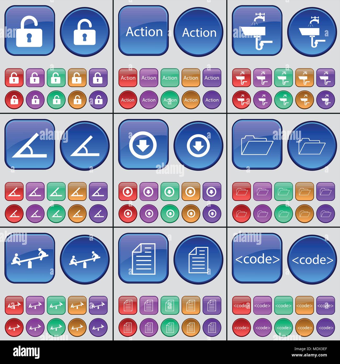 Lock, Action, Tap, Angle, Arrow down, Folder, Swing, Text file, Code. A ...