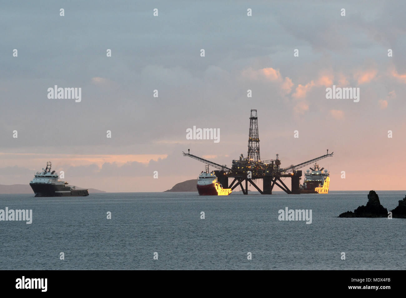 Buchan Alpha oil rig coming into to Lerwick Shetland for ...