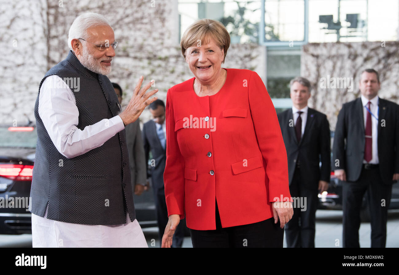 20 April 2018, Germany, Berlin: German Chancellor Angela Merkel (CDU ...