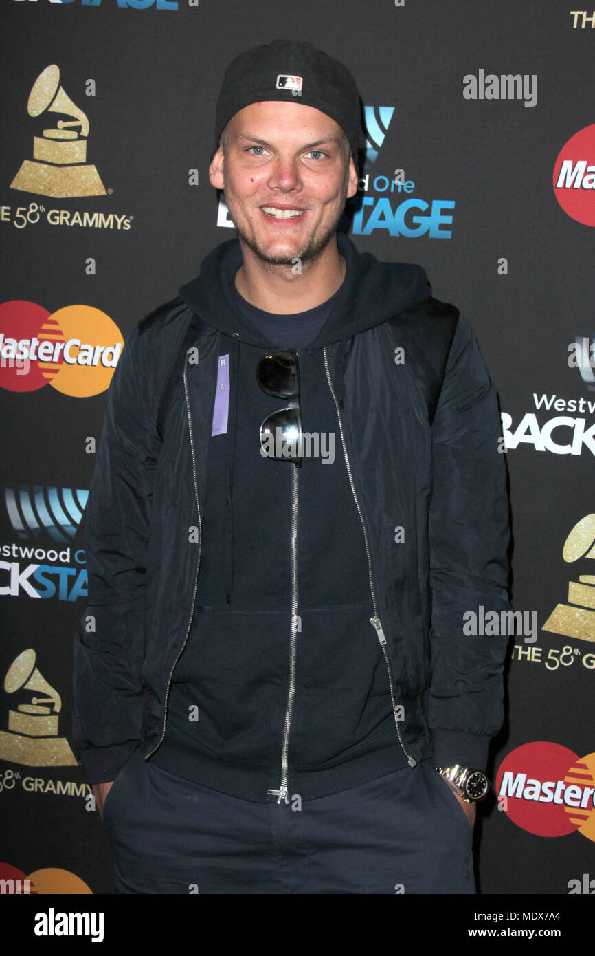LOS ANGELES, CA - FEBRUARY 13: Avicii at the 2016 Grammys Radio Row ...
