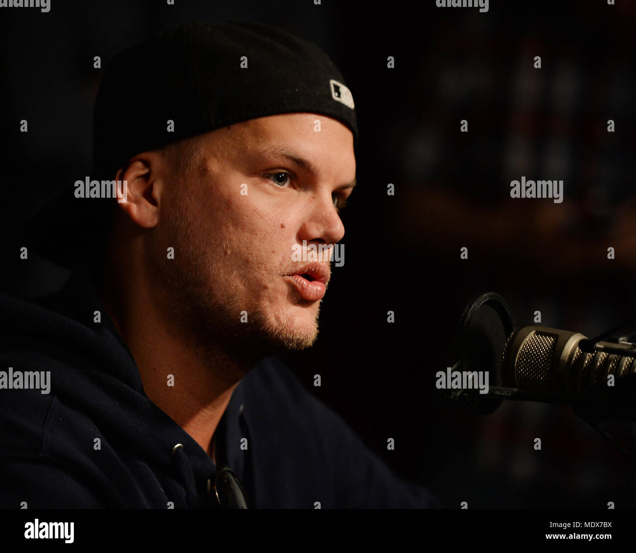 HOLLYWOOD, FL - FEBRUARY 12: Avicii visits radio station 97.3 The Hits ...