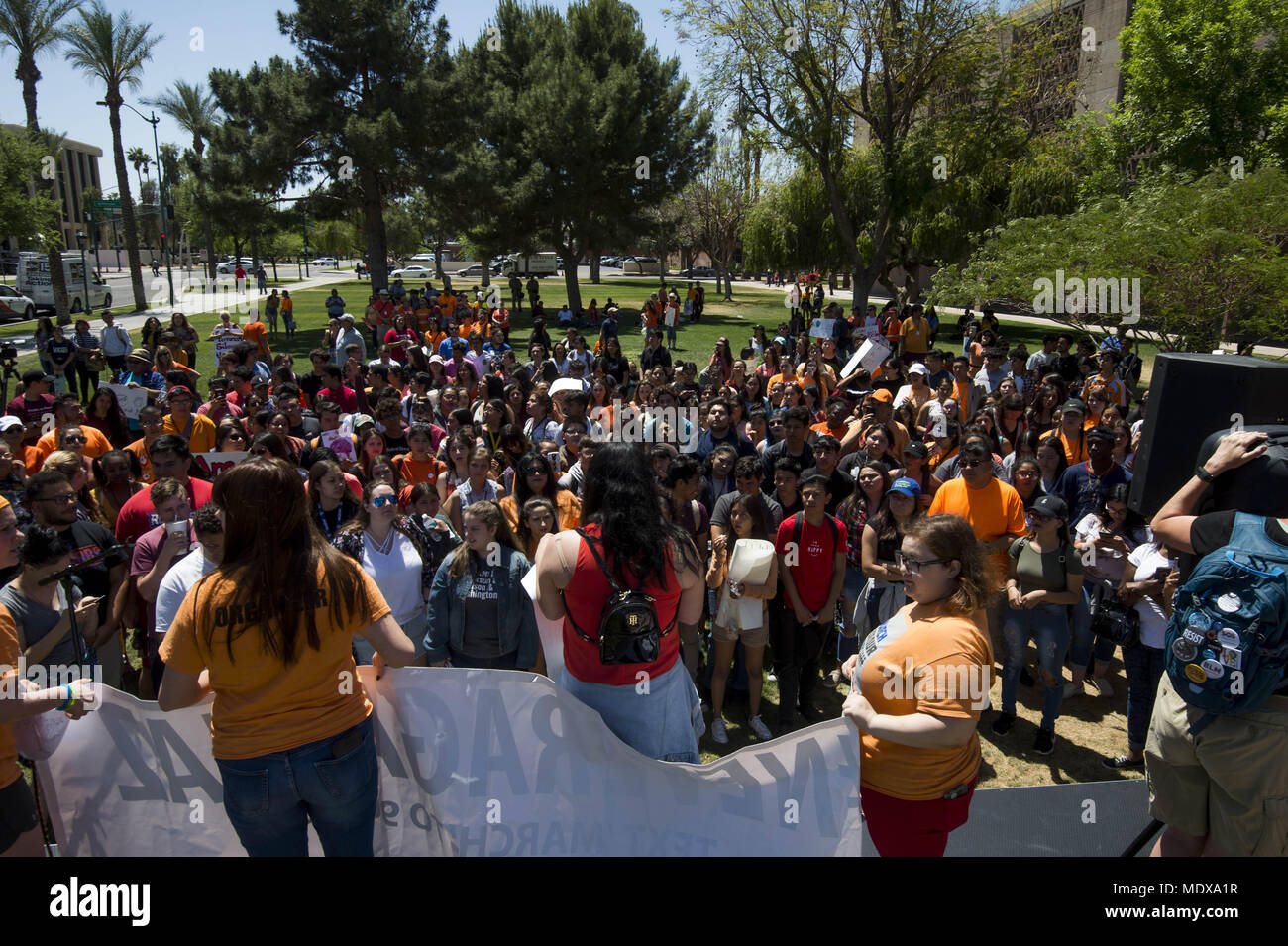 Phoenix, Arizona, USA. 20th Apr, 2018. Students demonstrate against gun ...