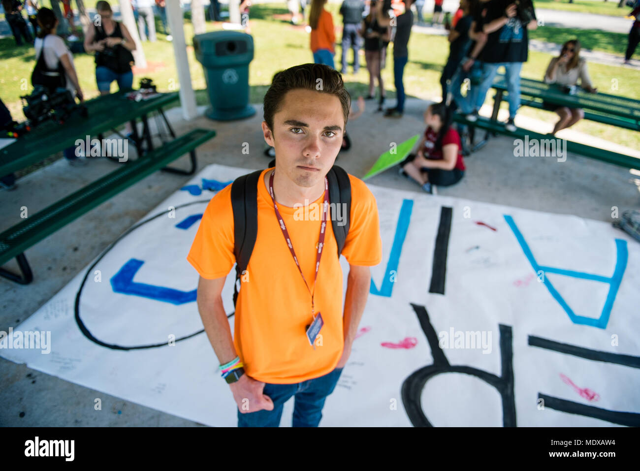 Florida, USA. 20th April 2018. David Hogg, one of the leaders behind ...