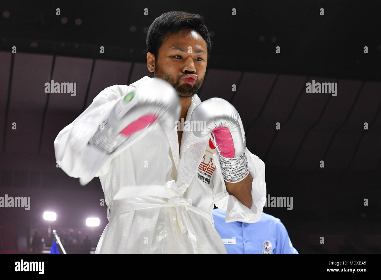 Kanagawa, Japan. 15th Apr, 2018. Daigo Higa (JPN) Boxing : Daigo Higa of Japan before the WBC ...