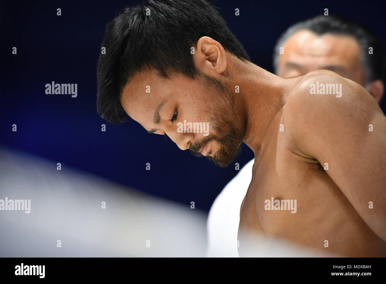 Kanagawa, Japan. 15th Apr, 2018. Daigo Higa (JPN) Boxing : Daigo Higa of Japan before the WBC ...