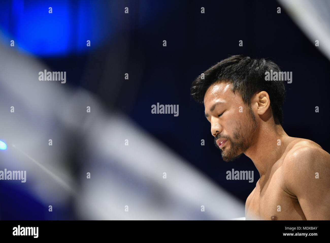 Kanagawa, Japan. 15th Apr, 2018. Daigo Higa (JPN) Boxing : Daigo Higa of Japan before the WBC ...