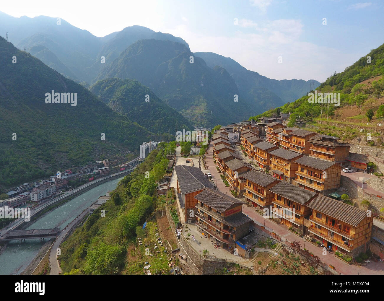 Ya'an. 20th Apr, 2013. Aerial photo taken on April 19, 2018 shows the ...