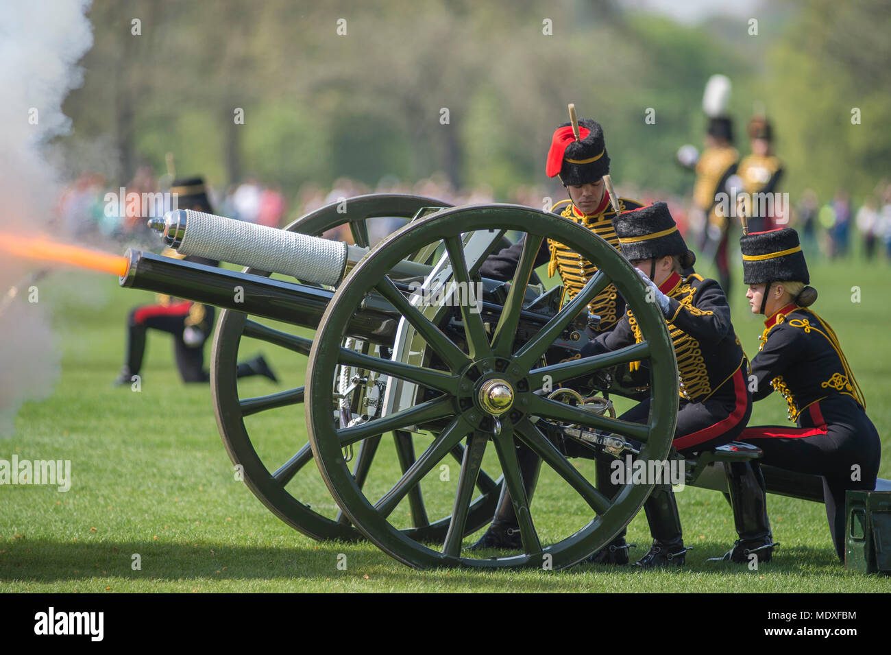 Hyde Park, London, UK. 21 April, 2018. The King’s Troop Royal Horse ...