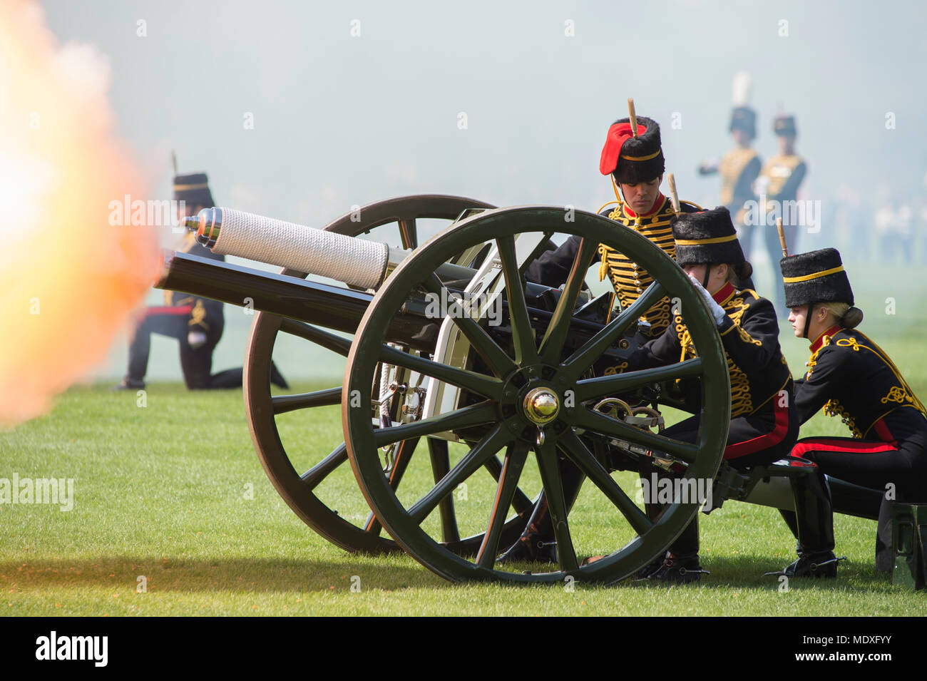 Hyde Park, London, UK. 21 April, 2018. The King’s Troop Royal Horse ...