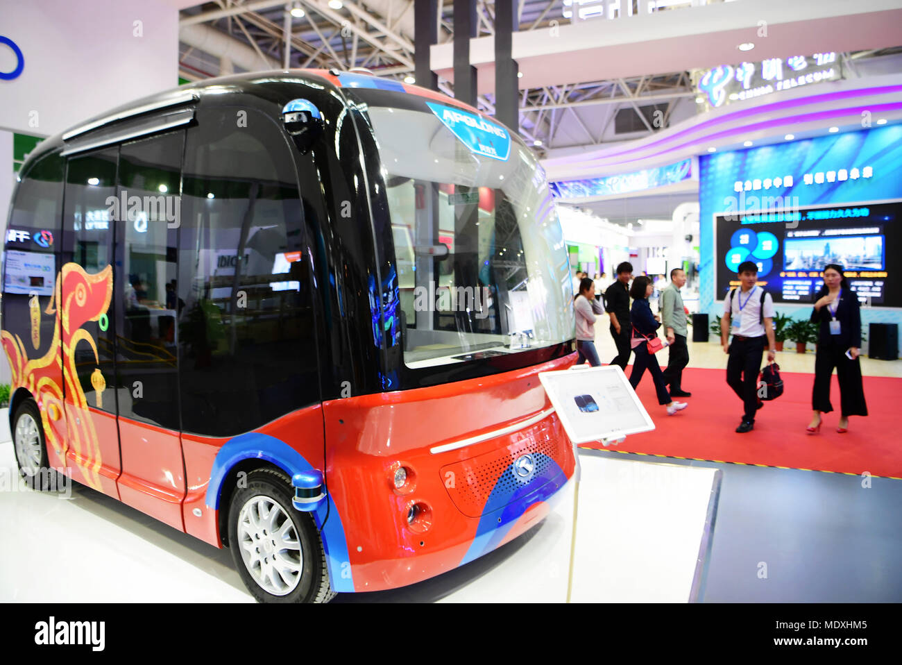 Fuzhou, China's Fujian Province. 21st Apr, 2018. A self-driving bus is ...