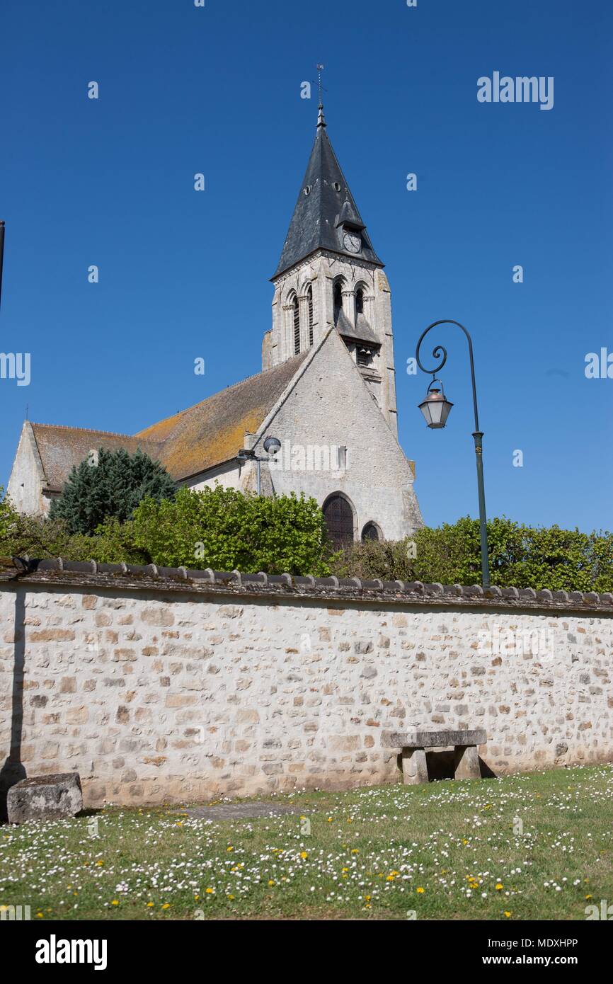 France, Ile de France, Essonne, Milly-la-Foret, view over the church ...