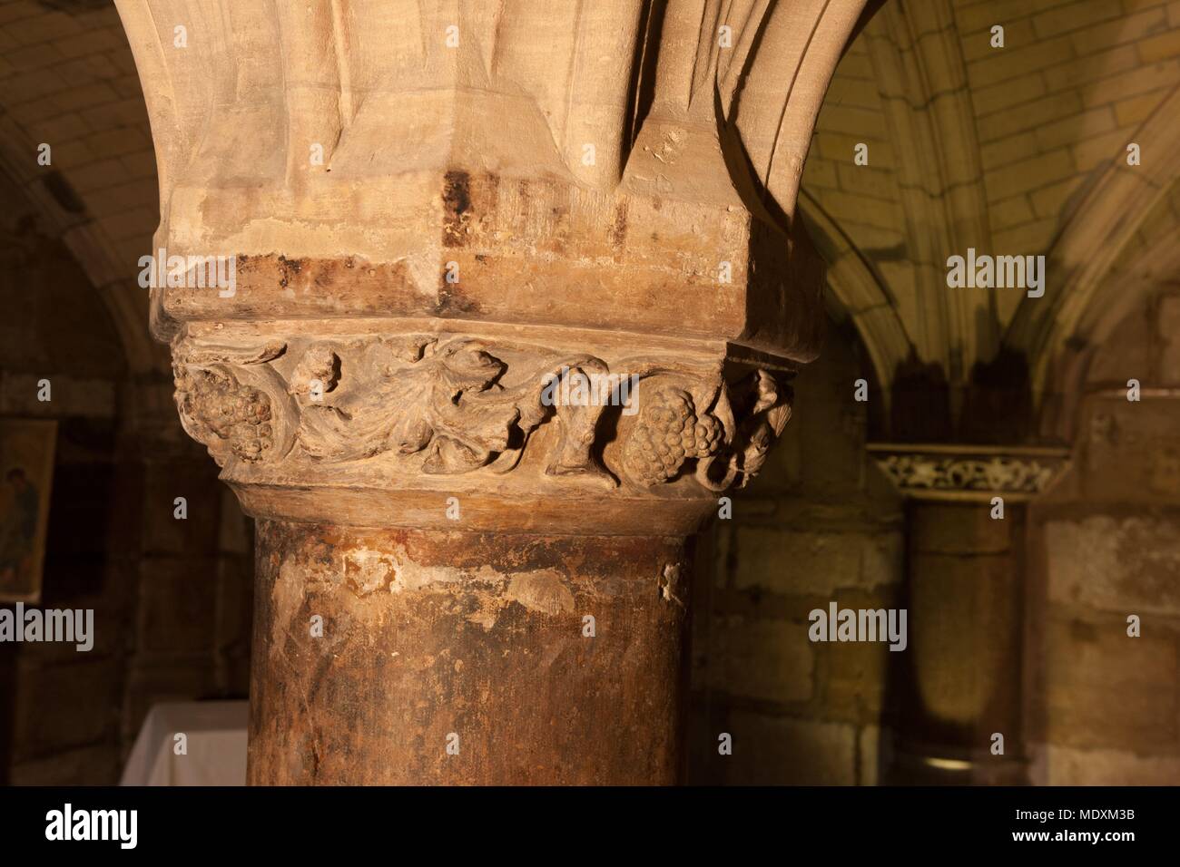 Paris, Rue Saint Martin, Church Saint Merri, crypt, capitals, vaults ...