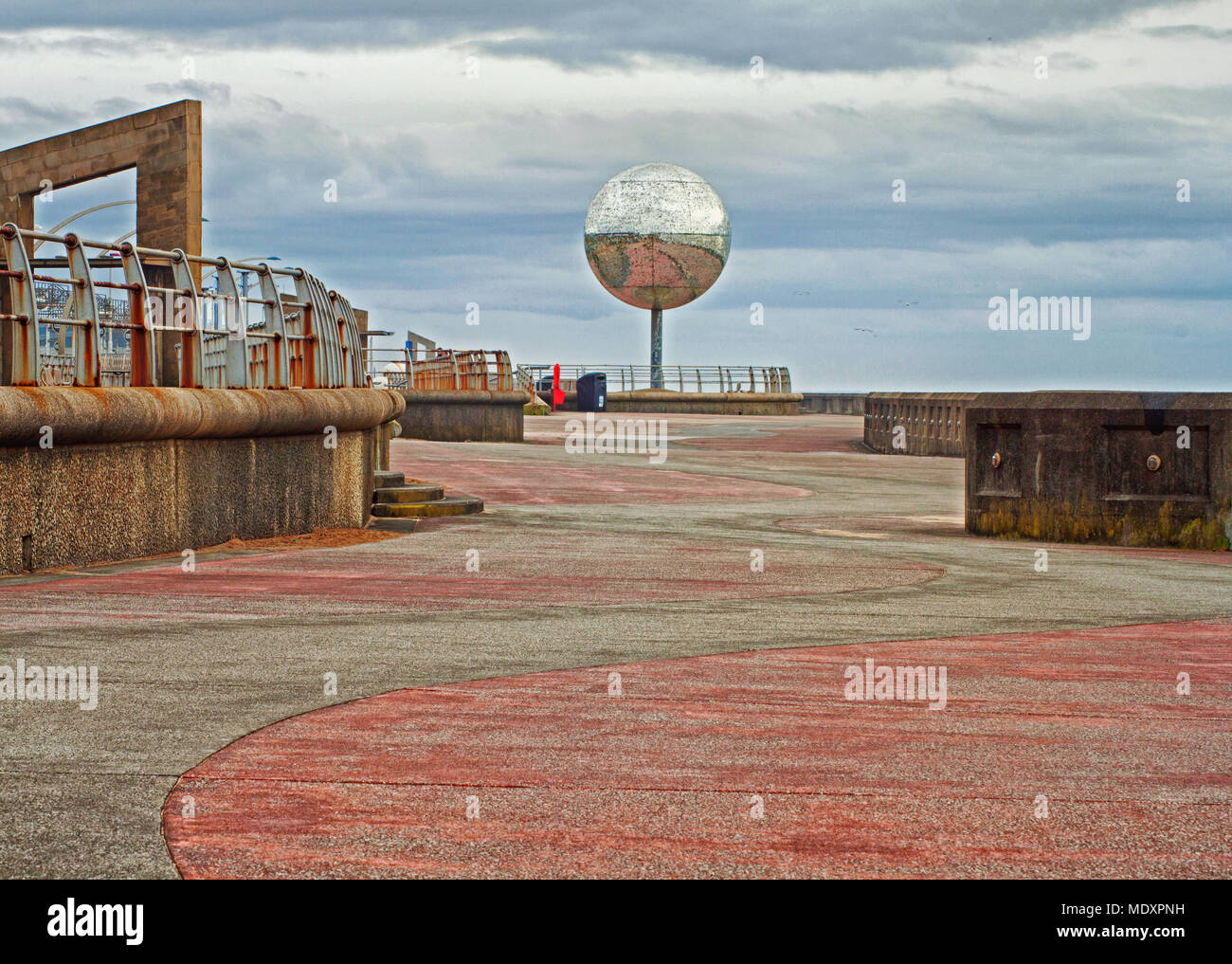 Looking along the south promenade at Blackpool's distant Mirror Ball ...