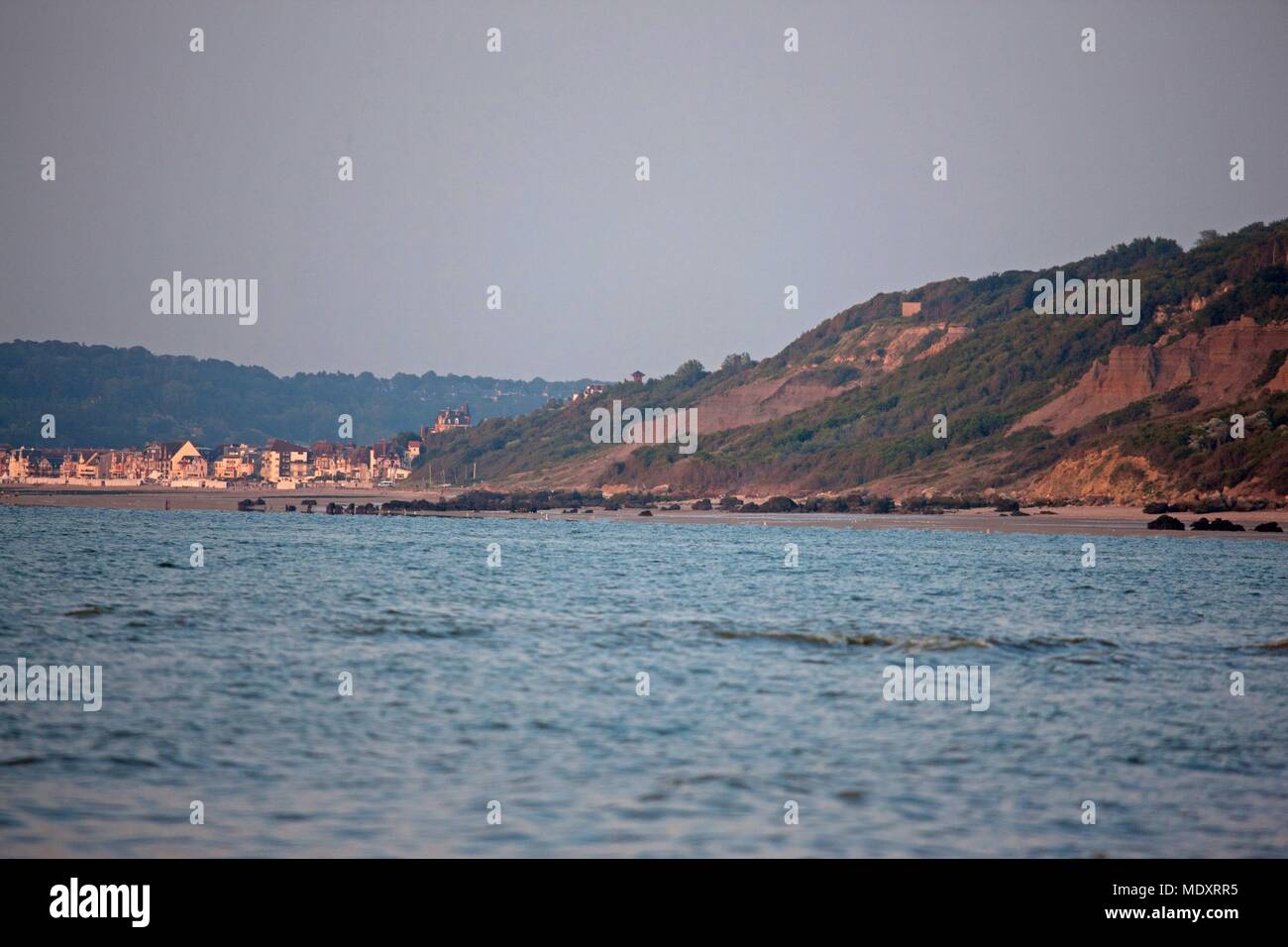 France, Lower Normandy, Côte Fleurie, houlgate, beach, sunset, setting ...