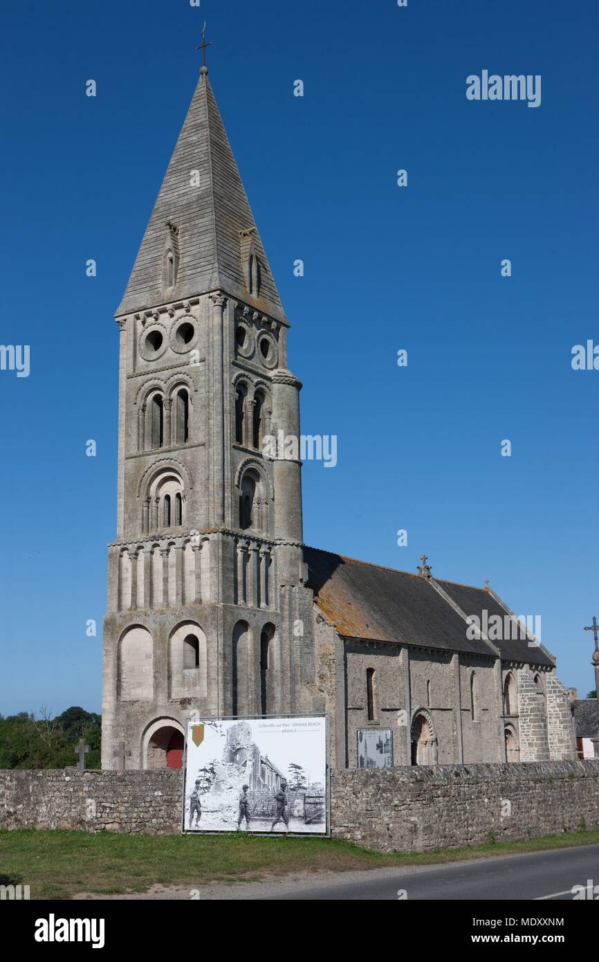 France, Lower Normandy, Calvados, Bessin, bernieres sur mer, Church de ...