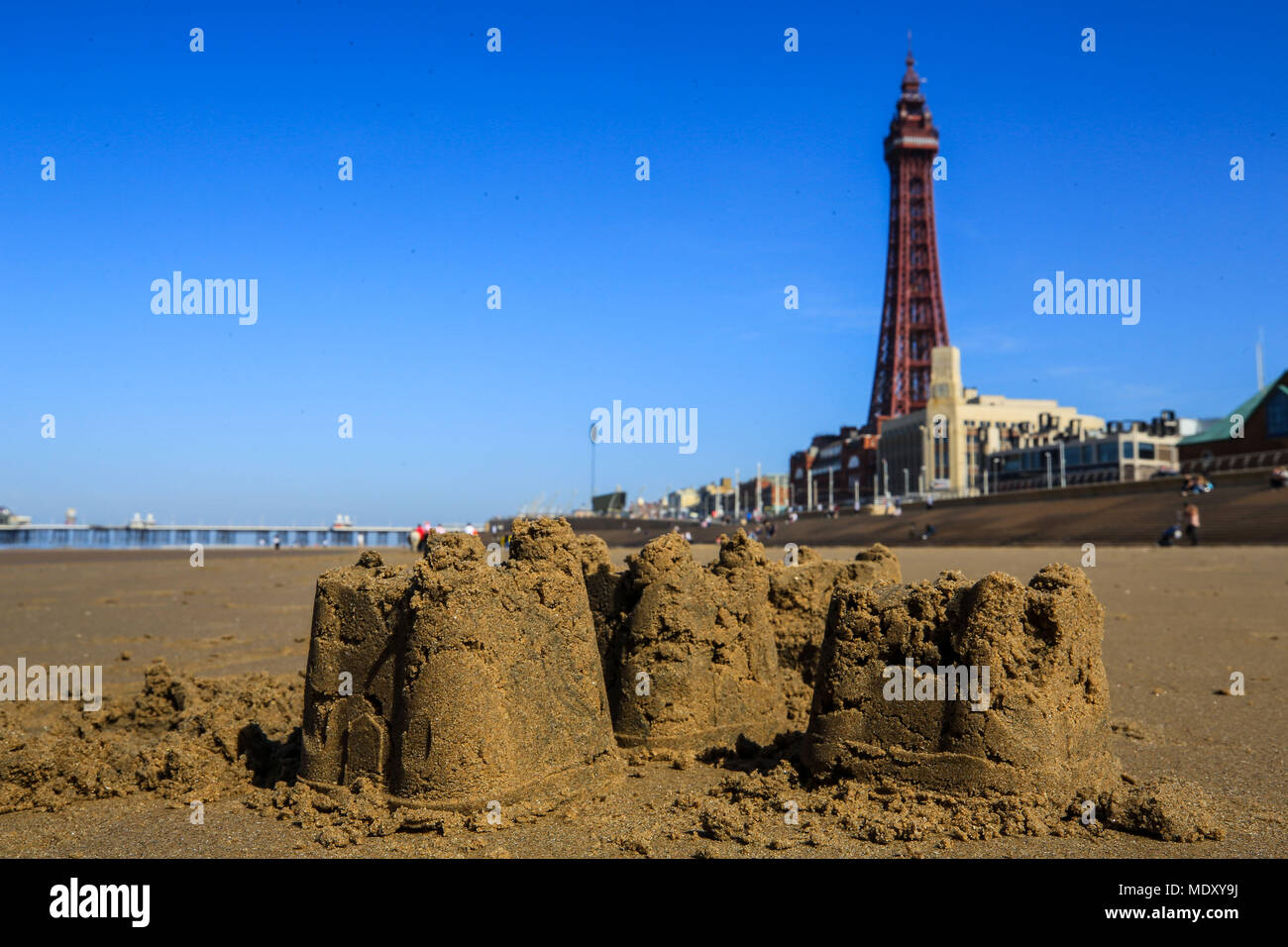 A general view of Blackpool Tower and beach Stock Photo - Alamy