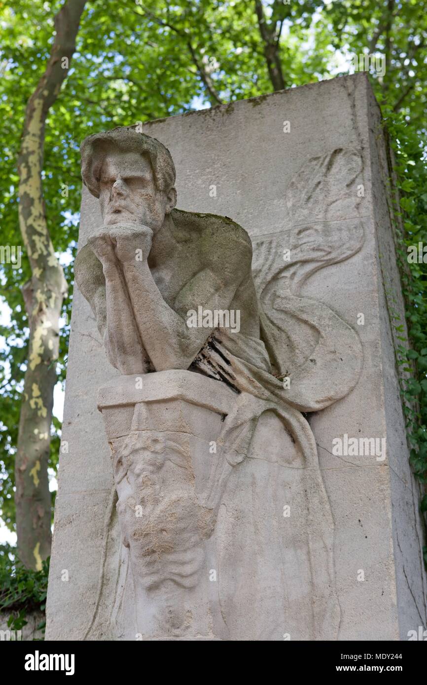 Paris, Montparnasse Cemetery, cenotaph of Charles Baudelaire, differing ...