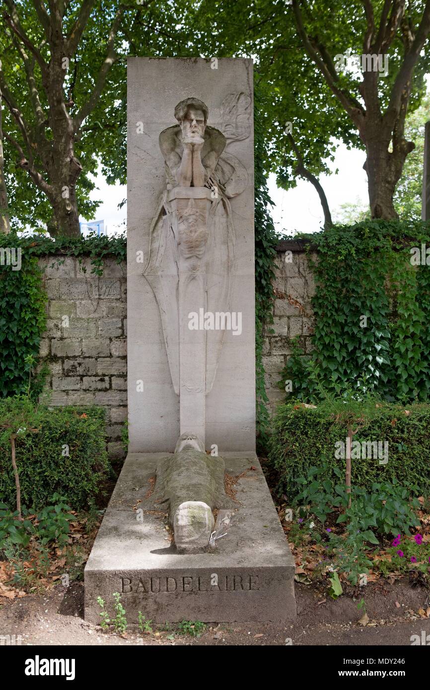 Paris, Montparnasse Cemetery, cenotaph of Charles Baudelaire, differing ...