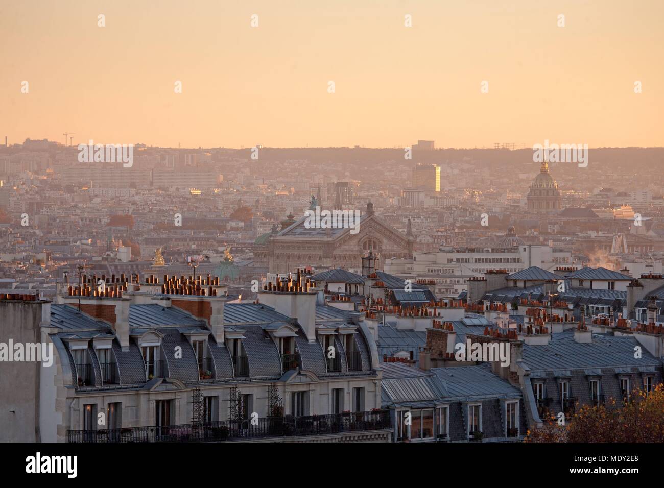 Paris, Montmartre, view over the Paris roofs near the Sacré Coeur Stock ...