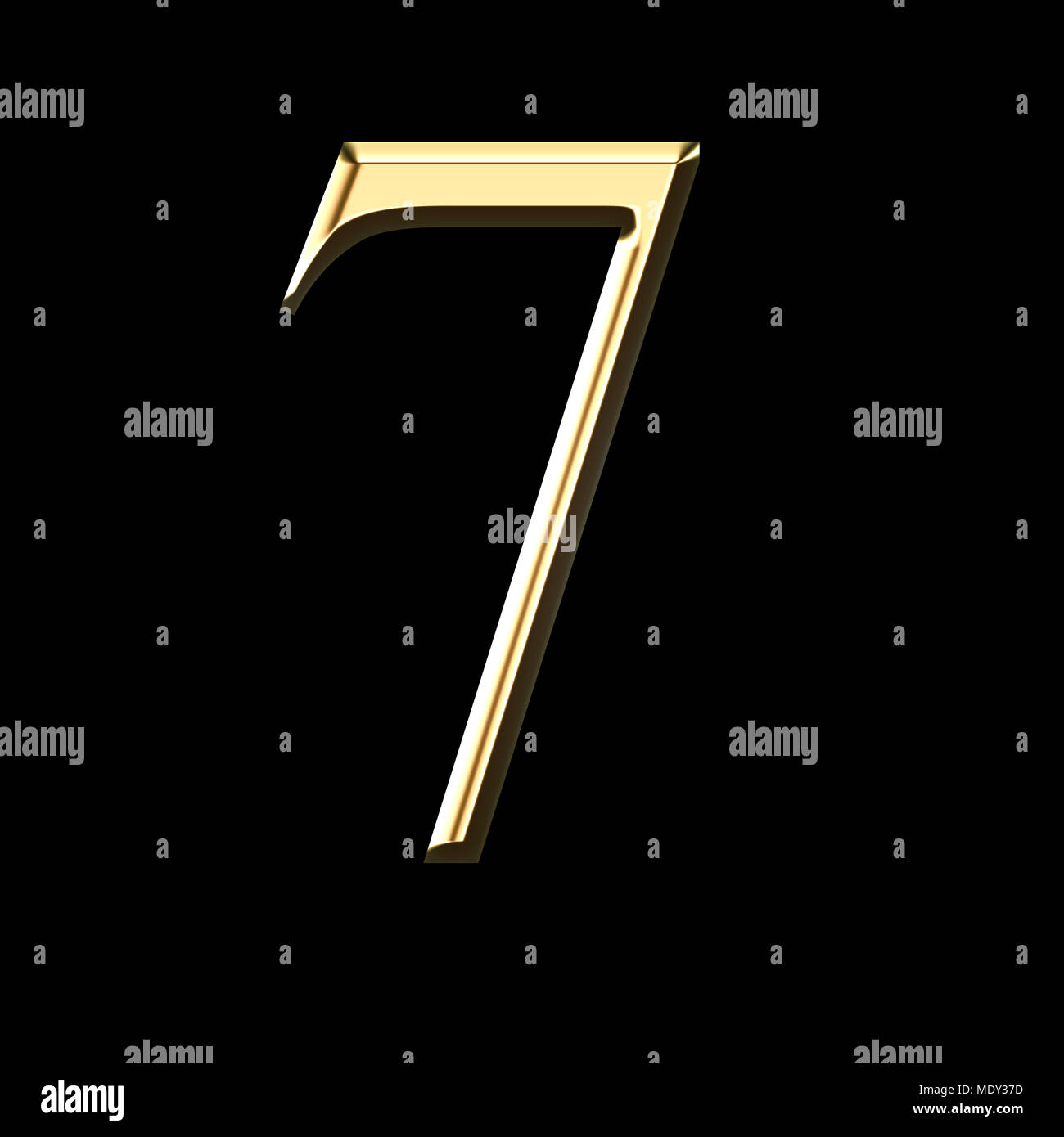 gold number seven 3D illustration isolated on black background Stock ...