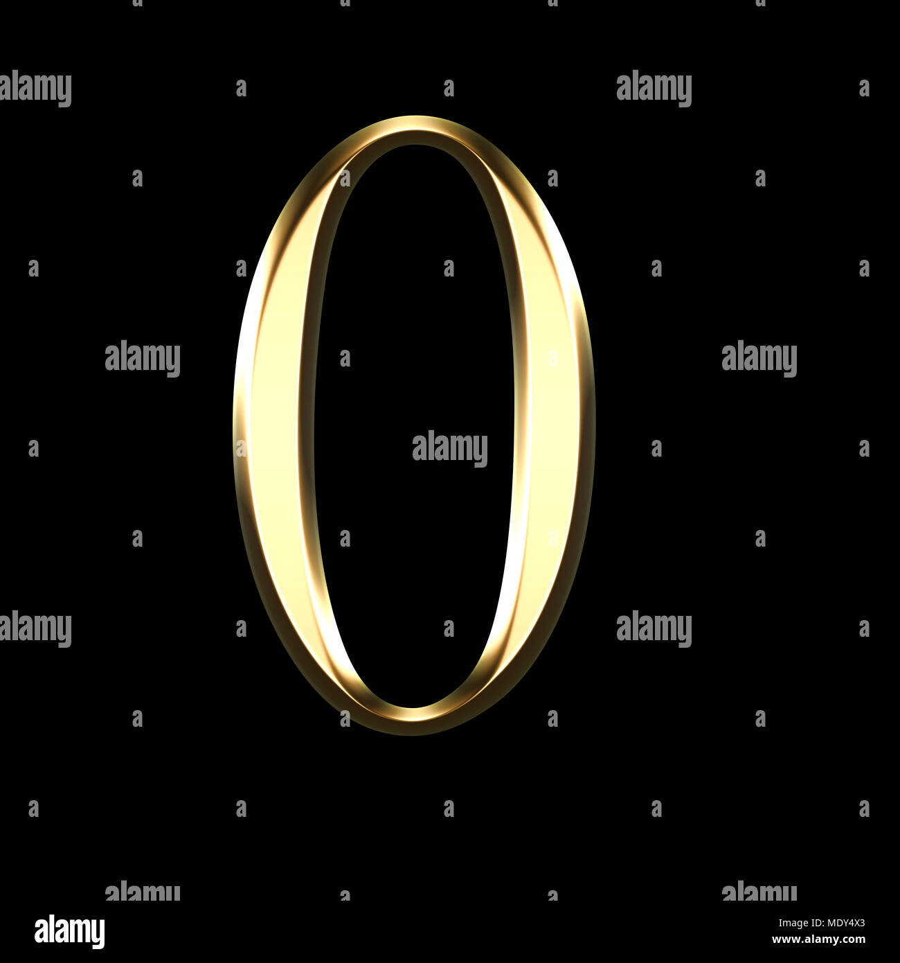 gold number zero 3D illustration isolated on black background Stock ...