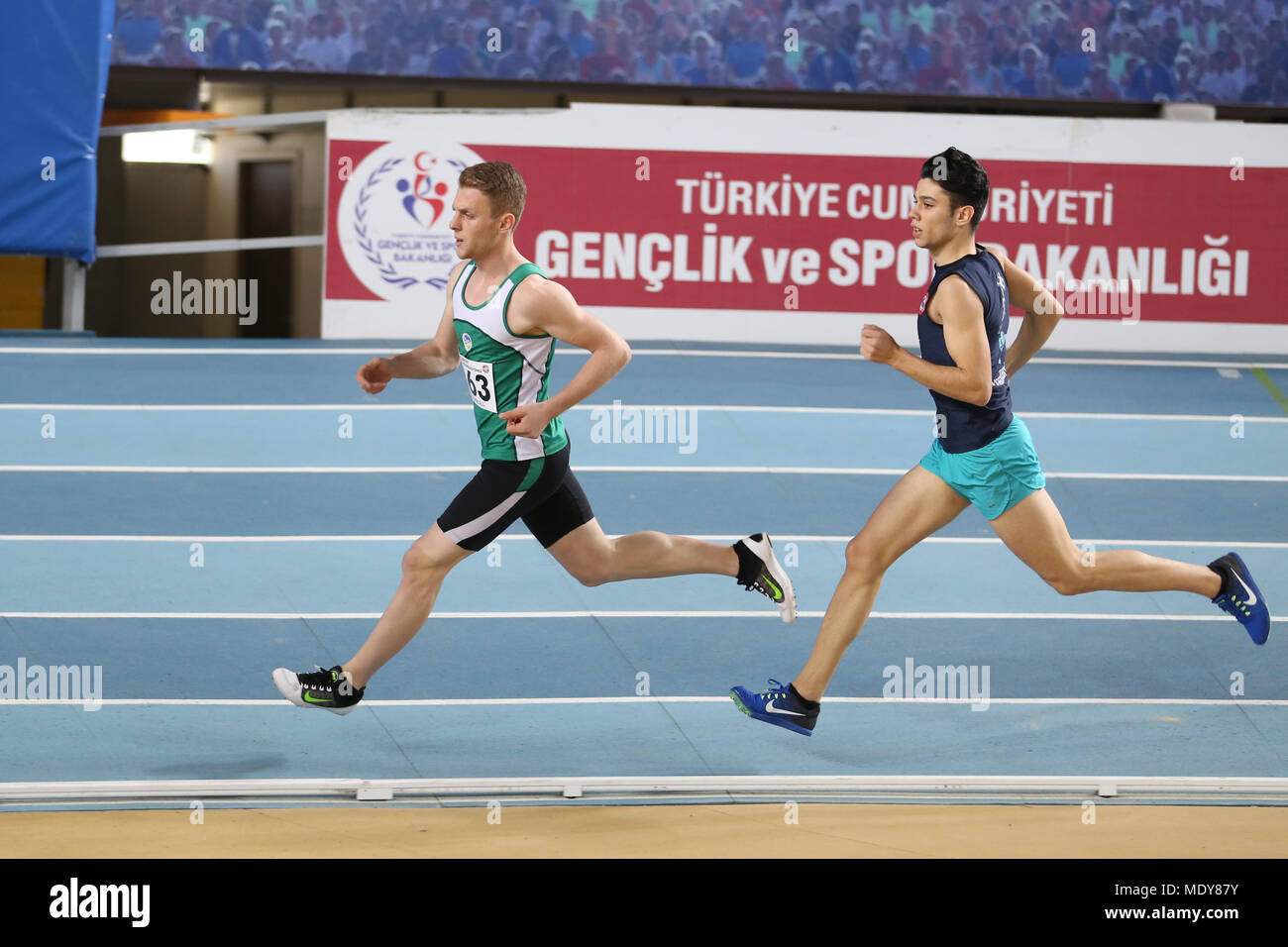 ISTANBUL, TURKEY - JANUARY 07, 2018: Athletes running during Turkish ...