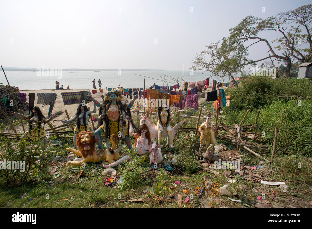MUNSHIGONJ, BANGLADESH - JANUARY 24 : Hindu devotees keep their goddess ...