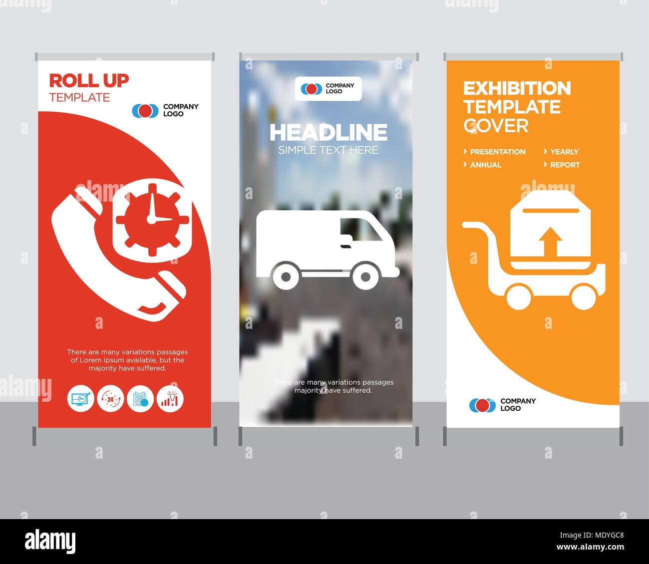 Package transportation on a trolley modern business roll up banner ...