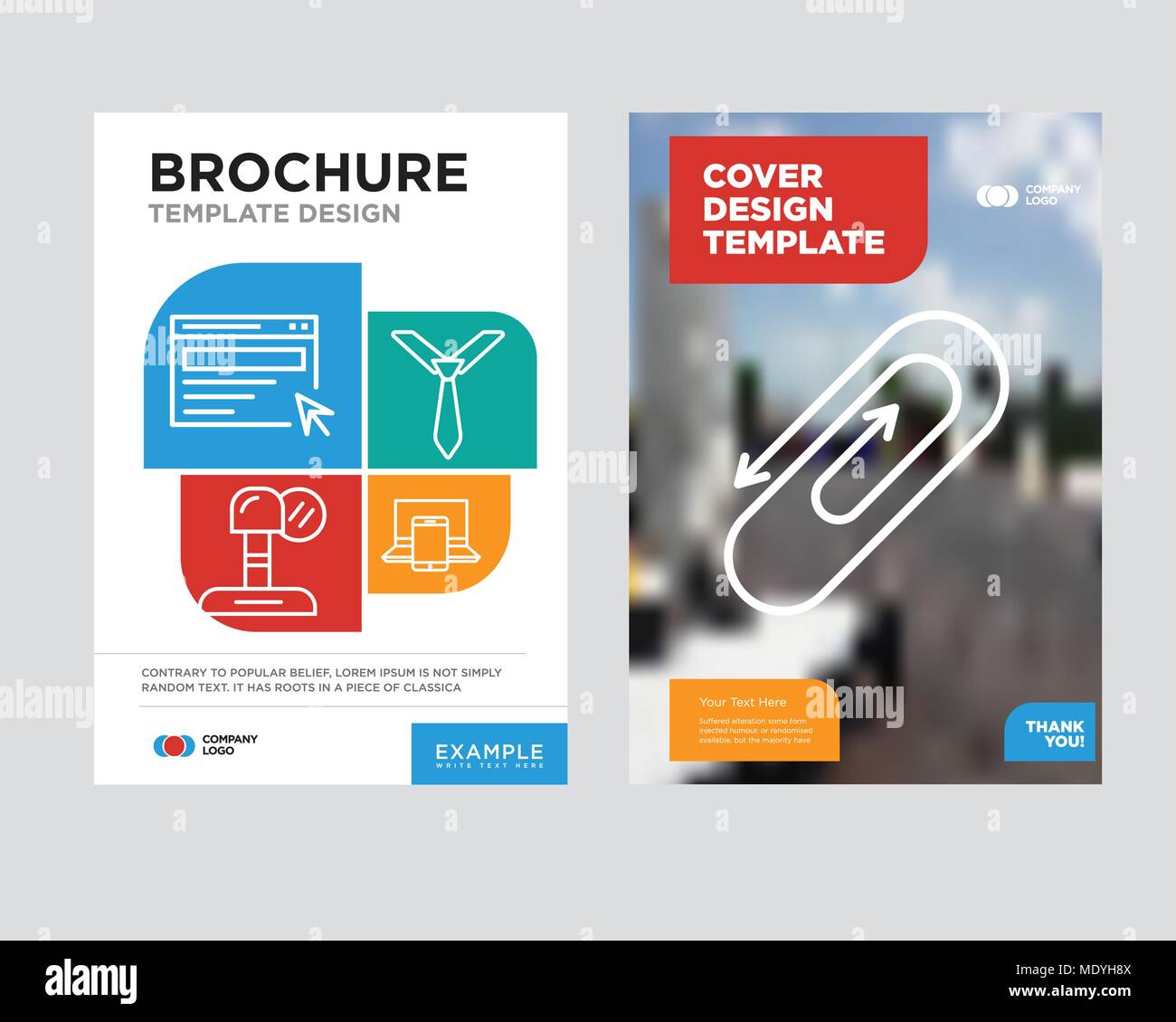 clip brochure flyer design template with abstract photo background ...