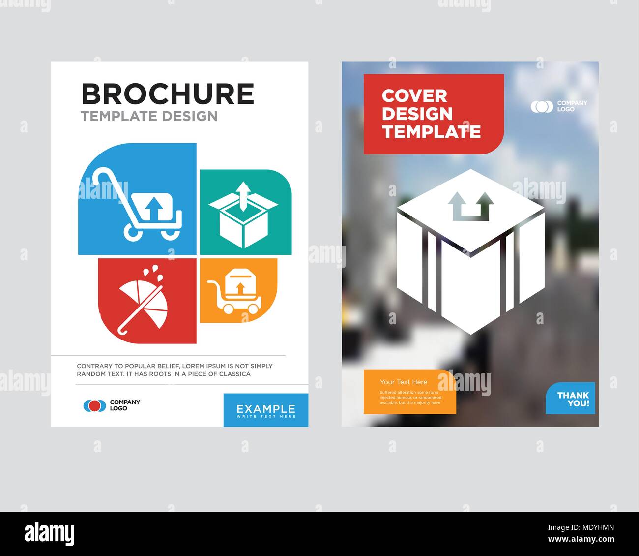 Delivery package brochure flyer design template with abstract photo ...