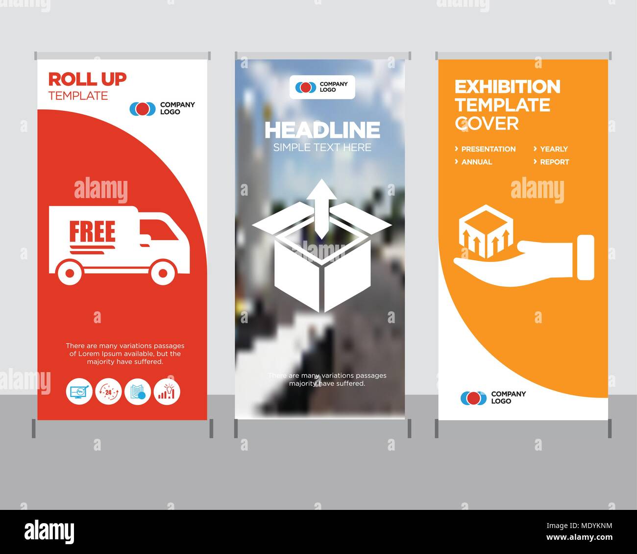 Package delivery in hand modern business roll up banner design template ...