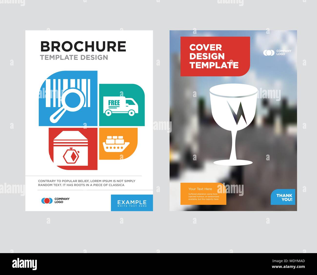 Fragile broken glass brochure flyer design template with abstract photo ...