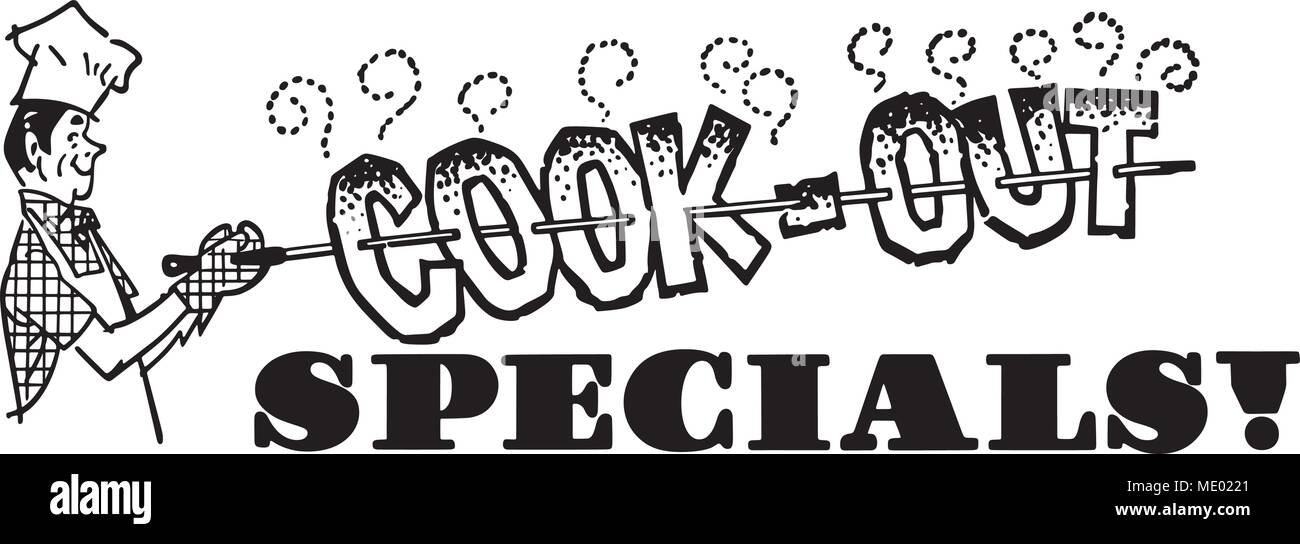 Cook Out Specials - Retro Clipart Banner Stock Vector Image & Art - Alamy