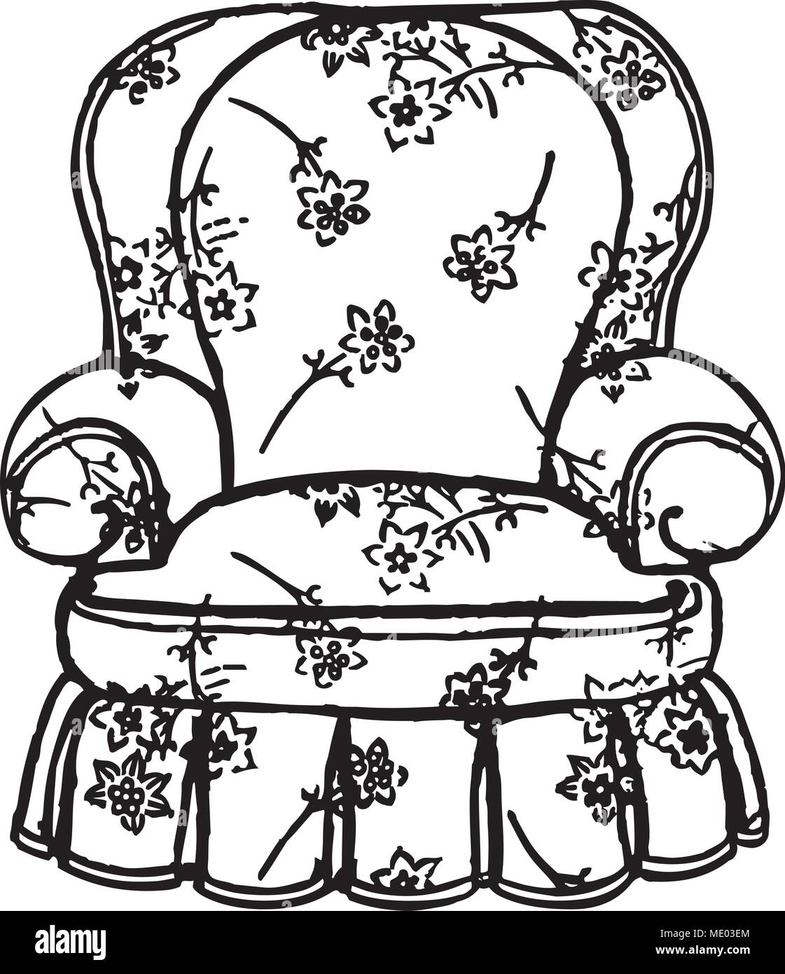 Cozy Arm Chair - Retro Clipart Illustration Stock Vector Image & Art ...